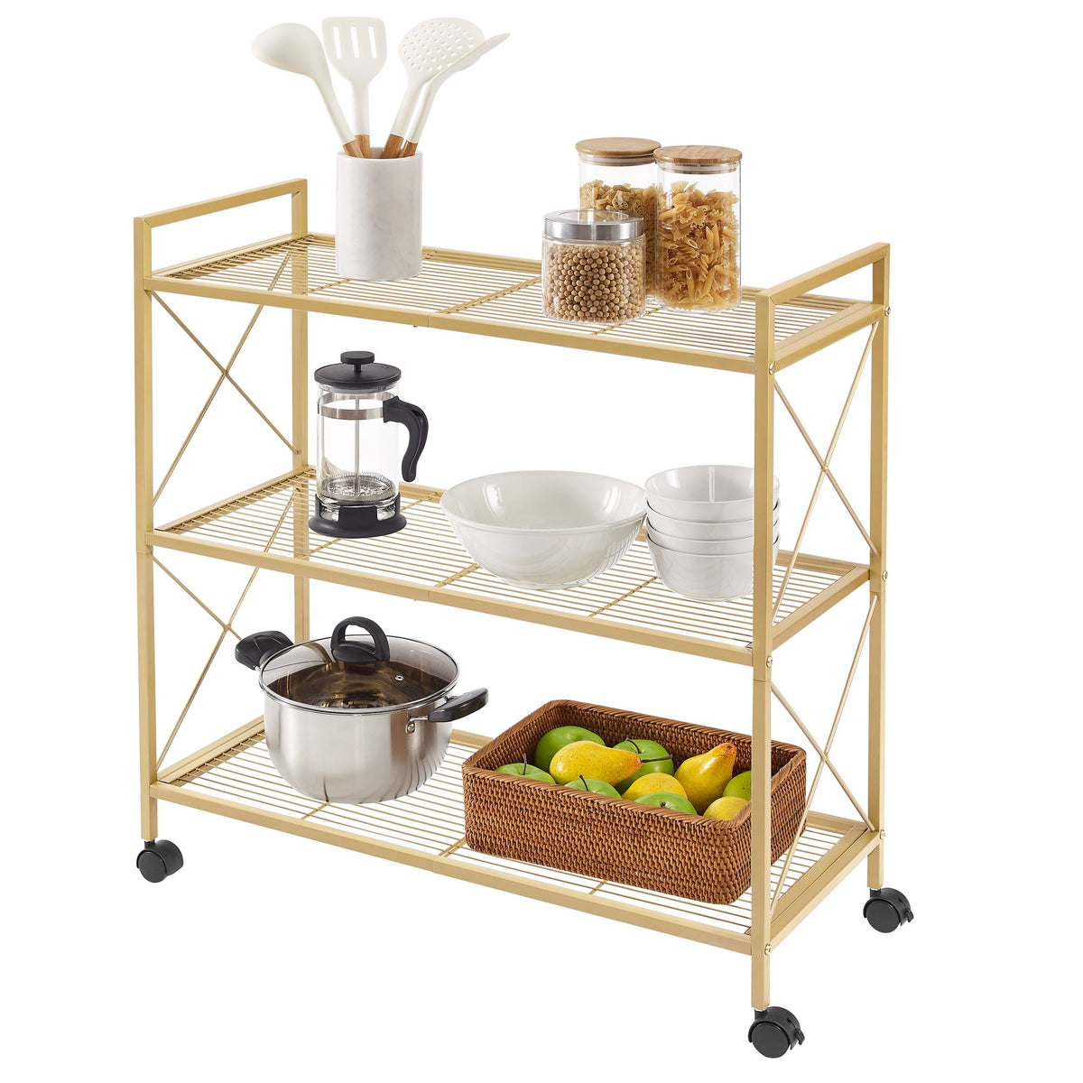 SONGMICS 3-Tier Metal Storage Rack on Wheels | SONGMICS HOME