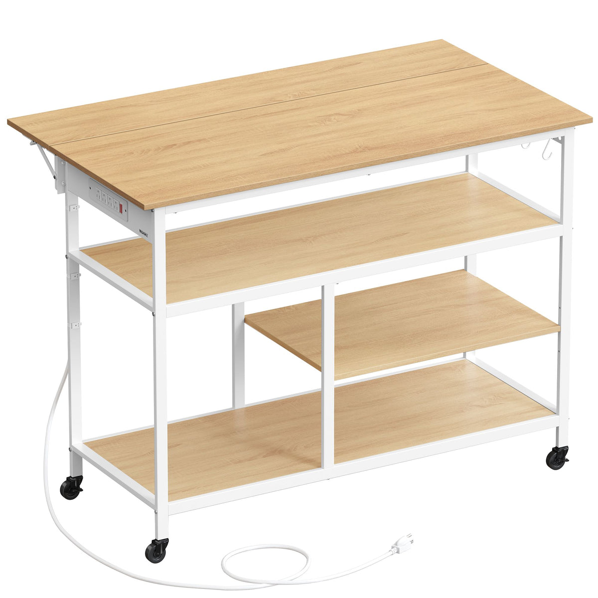 VASAGLE Kitchen Island with Drop Leaf, 47.2" Width Rolling Kitchen Cart ...