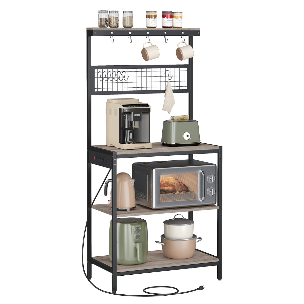 VASAGLE Bakers Rack with Charging Station, 31.5 Inches Coffee Bar Stand ...