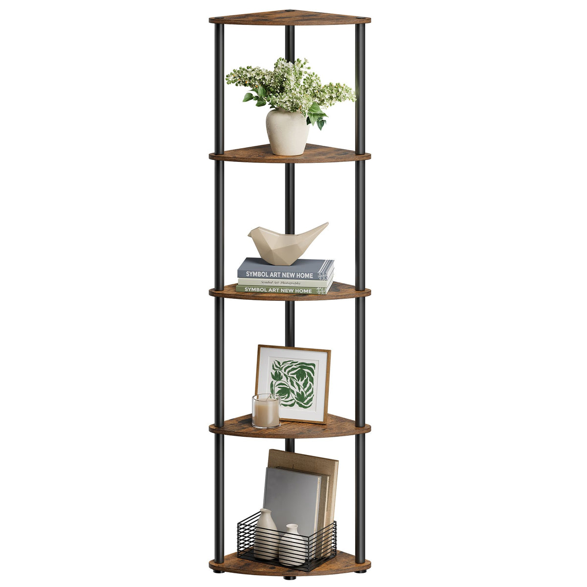 SONGMICS HOME Corner Shelf, Superfast Toolless Assembly, 5-Tier Corner