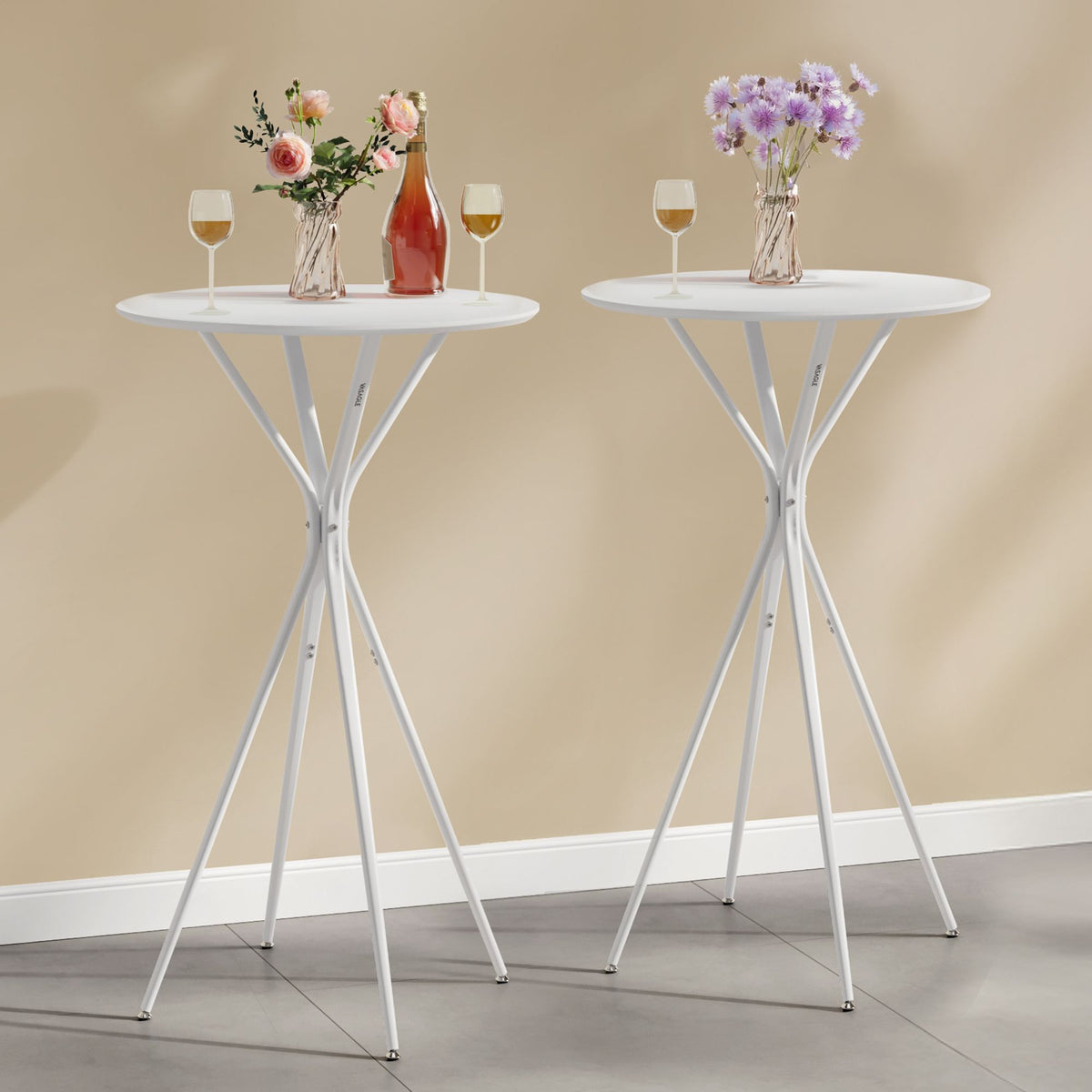 Bar Tables Set of 2, Round Cocktail High Top Pub Bistro Table